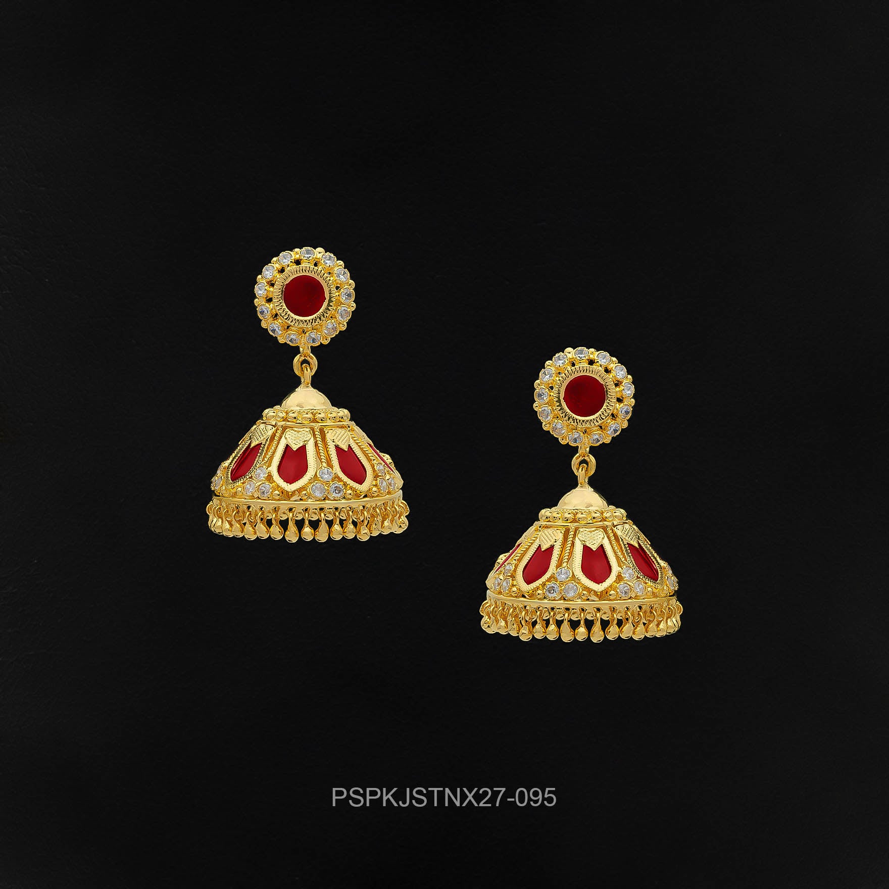 Buy Traditional 24K Gold-Plated Stone Jimika Studs for Every Occasion