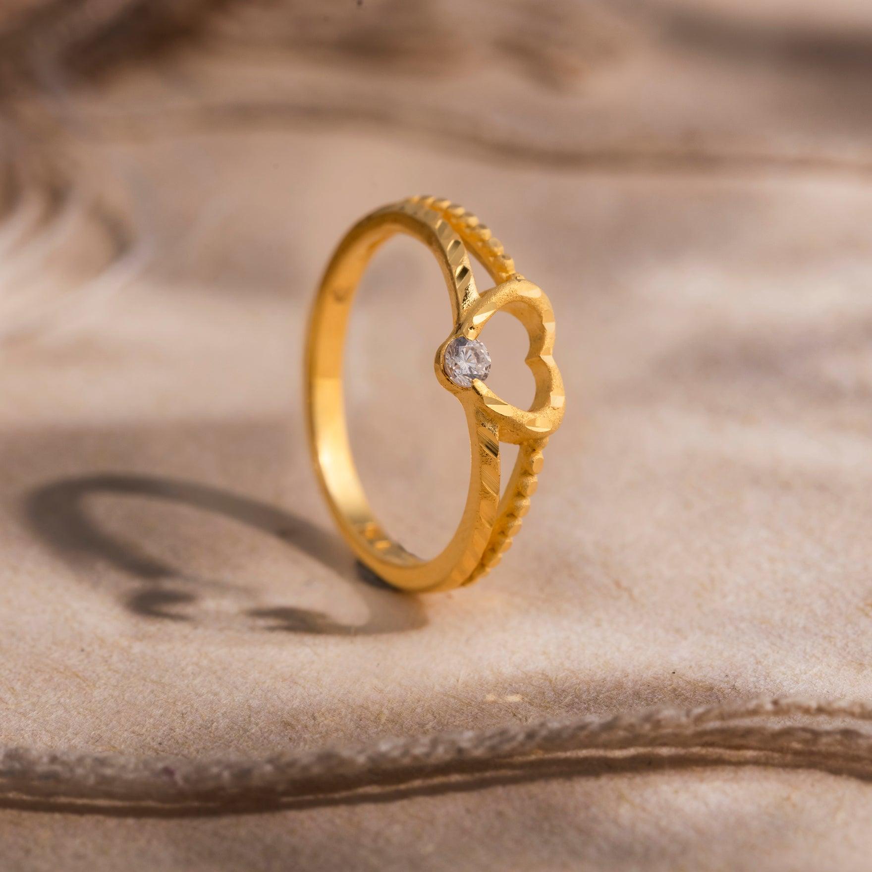 Buy Heart Shaped 1 Gram Gold Stone Ring Online | Parakkat Jewels