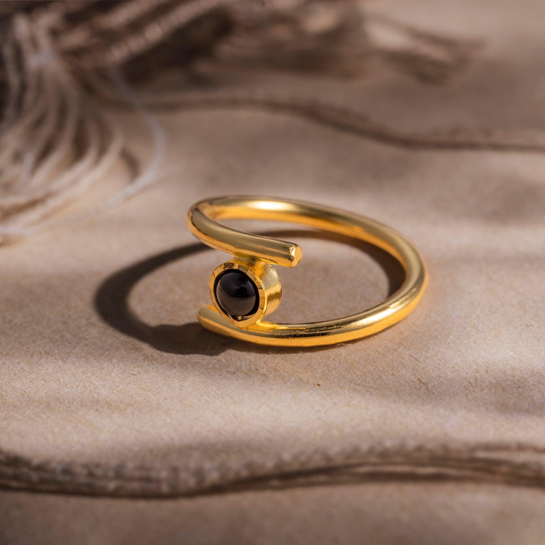 Buy Black Stone Gold Ring Online for Women | Parakkat Jewels